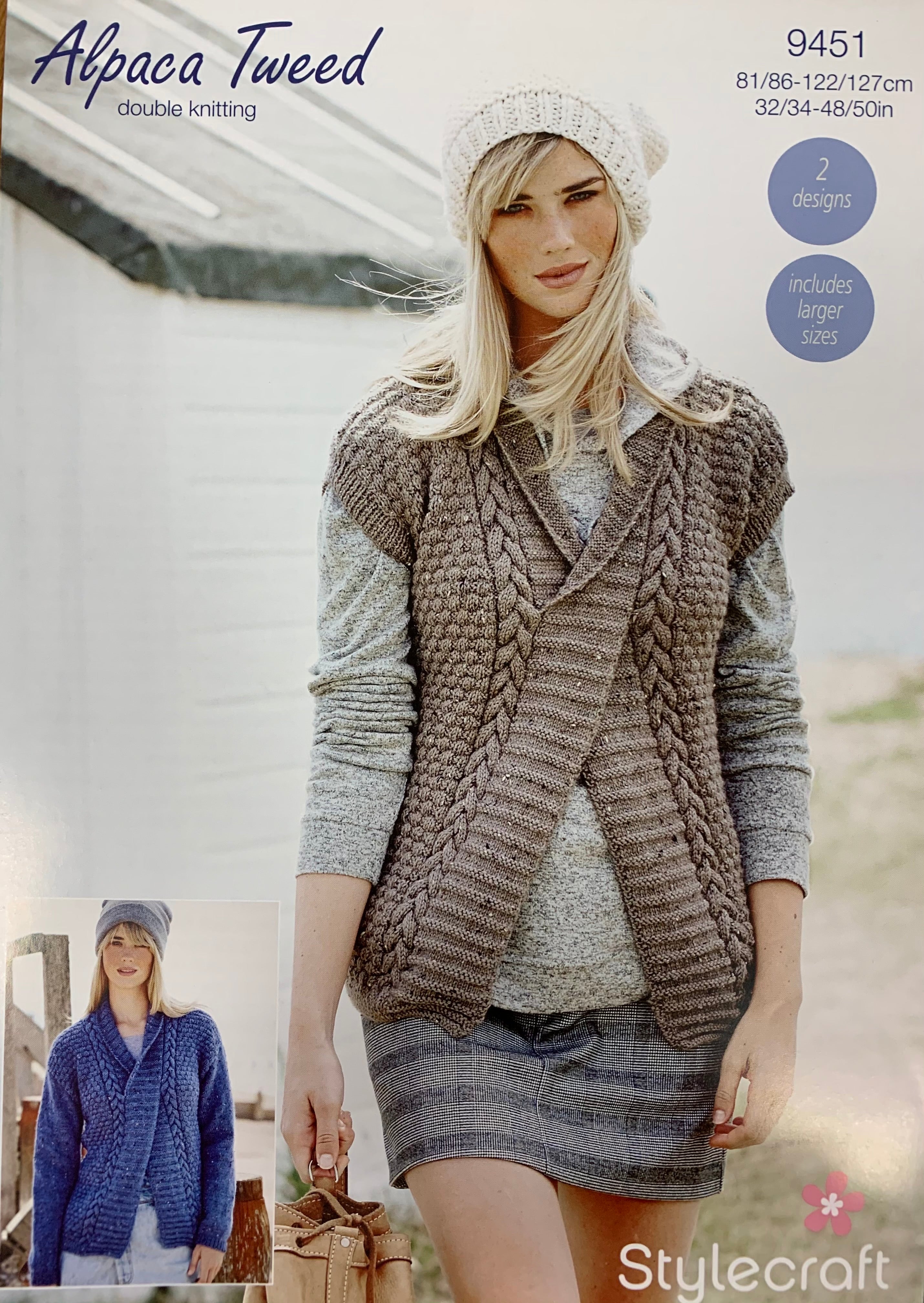 9451 Stylecraft Alpaca Tweed dk ladies sweater and slipover knitting p ...
