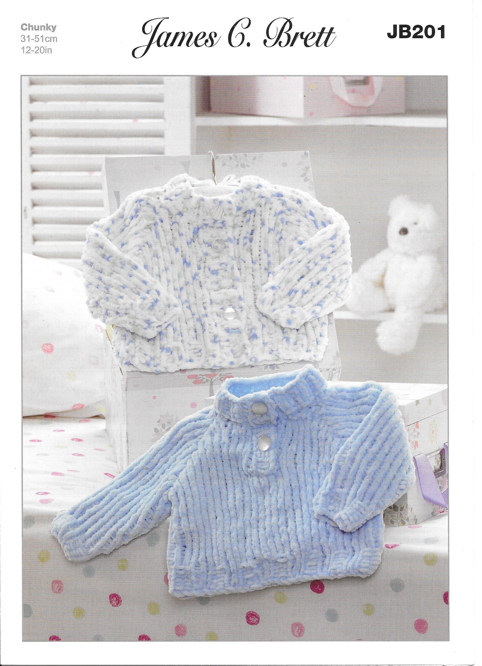JC201 James C Brett Flutterby Baby Cardigan and Sweater knitting patte ...
