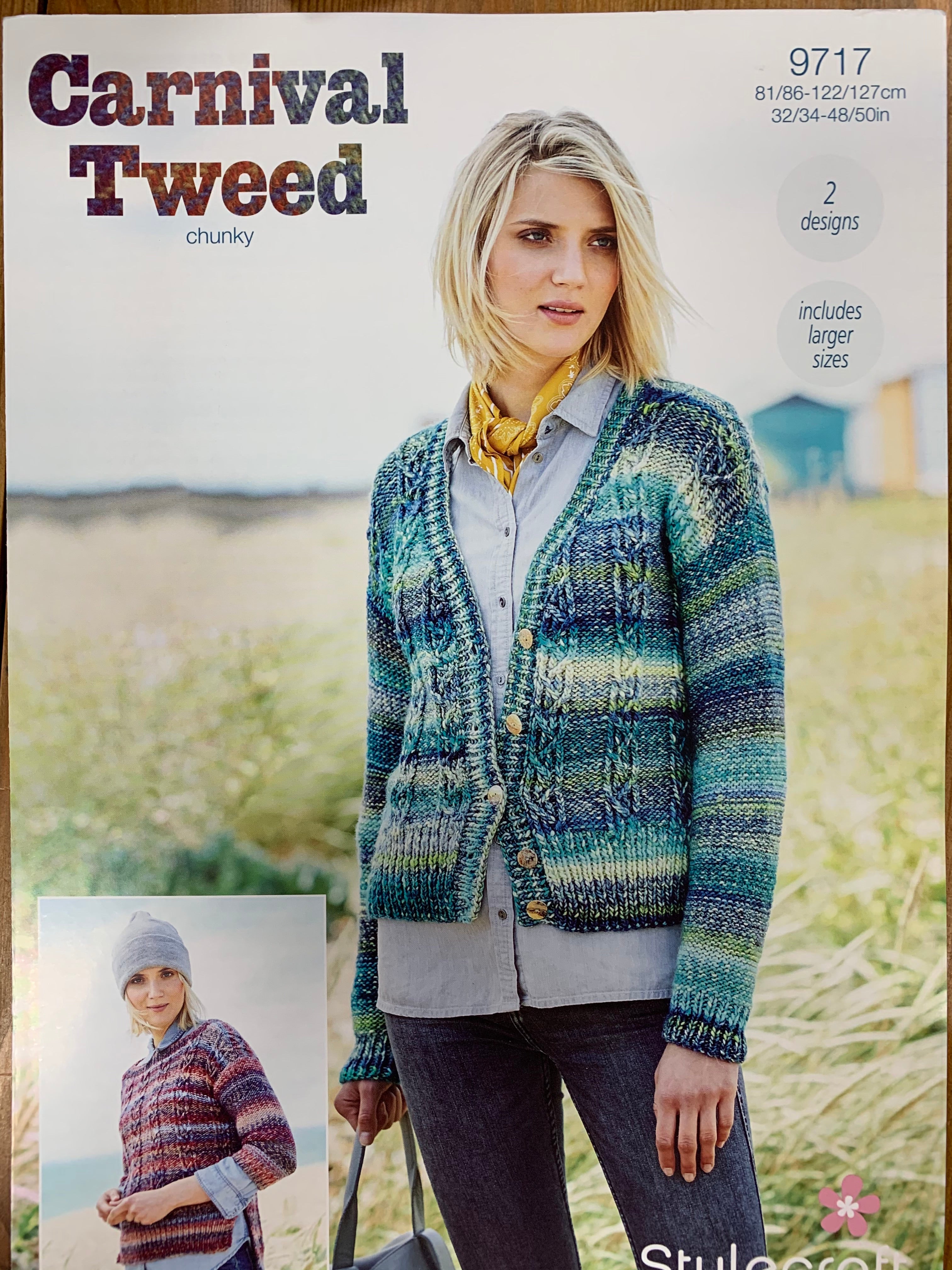 9717 Stylecraft Carnival Tweed chunky ladies cardigan and sweater knit ...