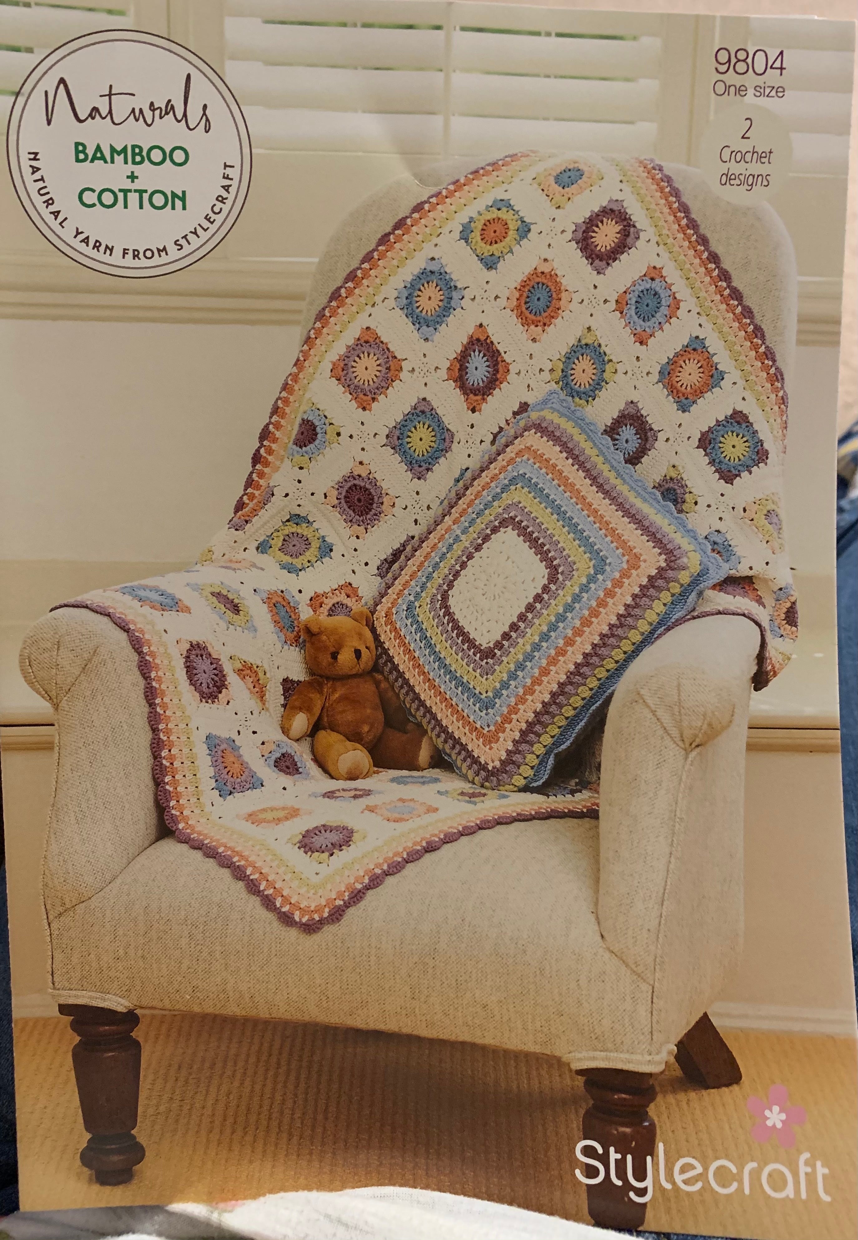 9804 Stylecraft Naturals bamboo and cotton dk crochet blanket and cush ...