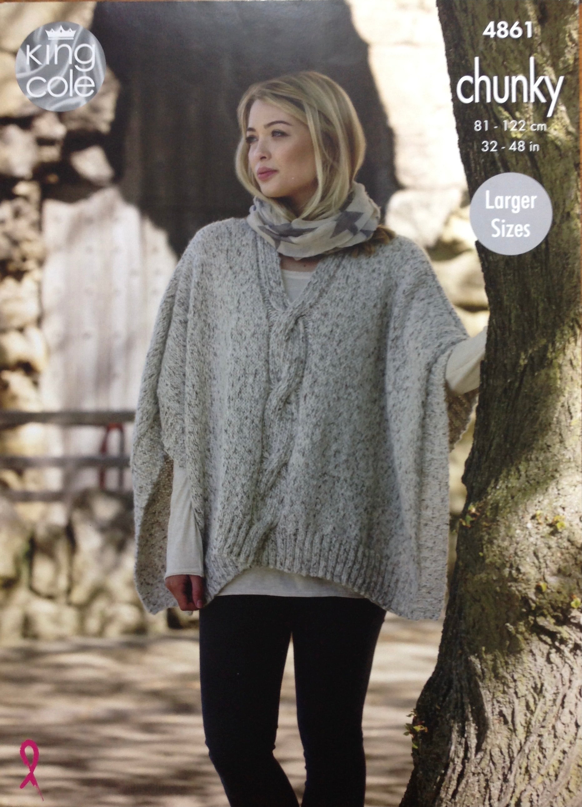 4861 King Cole chunky ladies poncho knitting pattern – Wool And Much ...